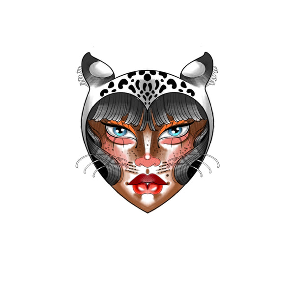 Snow leopard lady by Sarah Amelia – Cloak and Dagger Tattoo London